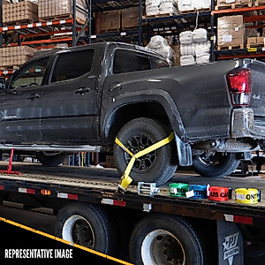 US Cargo Control Lasso Straps with O-Rings (4-Pack), 2 Inch X 10 Foot Lasso Straps for Car Hauler and Low Clearance Car Hauling Applications, 3,333 LBS Working Load Limit, Wheel Tie Down Strap