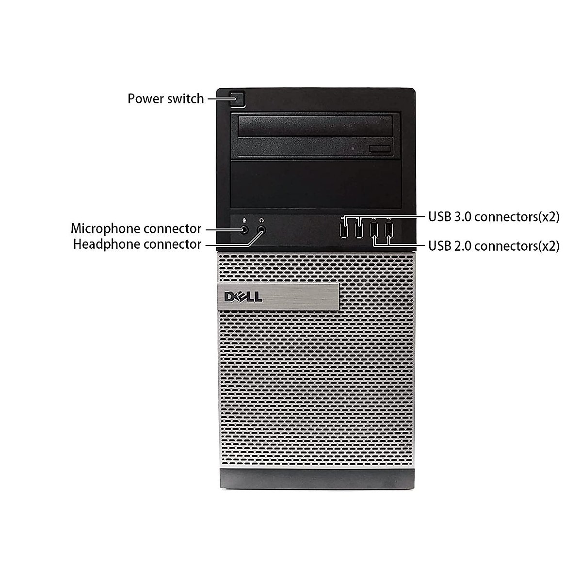 Dell Tower Computer Gaming PC, GeForce GTX 1650 4GB GDDR5 [ Intel Core i7 Processor, 16GB RAM, 1TB SSD, HDMI, Wi-Fi] Keyboard & Mouse, USB Bluetooth, Windows 10 (Renewed), Black