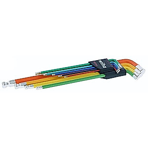 Wiha 9 Piece Ball End Color Coded Hex L-Key Set - Metric