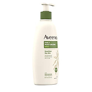 Aveeno Daily Moisturizing Body Lotion with Soothing Oat and Rich Emollients to Nourish Dry Skin, Gentle & Fragrance-Free Lotion is Non-Greasy & Non-Comedogenic, 18 fl. oz