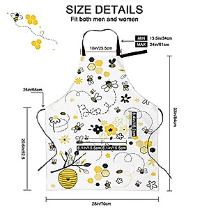 Sofevaim Bee Aprons for Women with Pockets - Spring Apron Waterproof Cute Apron for Cooking Baking Dishwashing, BBQ, Bee kitchen decor, Bee Gifts for Mom, Kitchen Aprons Adjustable Spring Decor