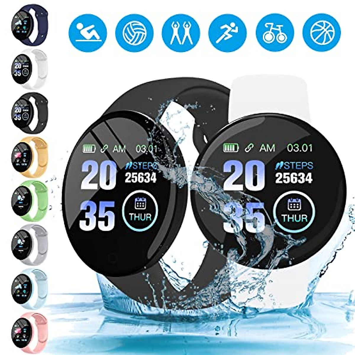 MORESEC Smart Watch, Waterproof Fitness Watch HD 1.44 Inch Upgraded Screen Compatible iOS Android Smart Watch with Heart Rate Sleep Monitoring Call Smart Bracelet