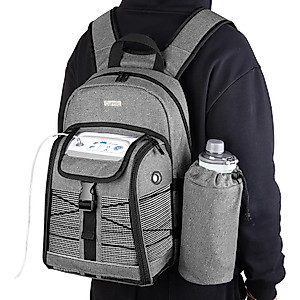 CURMIO Portable Oxygen Concentrator Backpack, POC Carrying Bag Compatible for Inogen, OxyGo and Caire Units, Bag Only, Gray (Patent Pending)