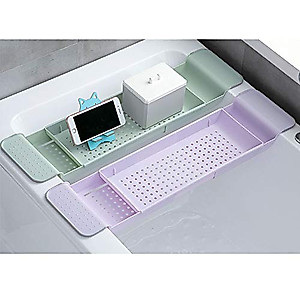 HomDSim Bath Tray Shelf,Plastic Bathtub Holder Non-Slip Telescopic Bathtub Caddy,Adjustable Multifunction Storage Tub Shelf Bathtub Stand for Bathroom,56-79x17.5x9cm(22-31x6.8x3.5inch)