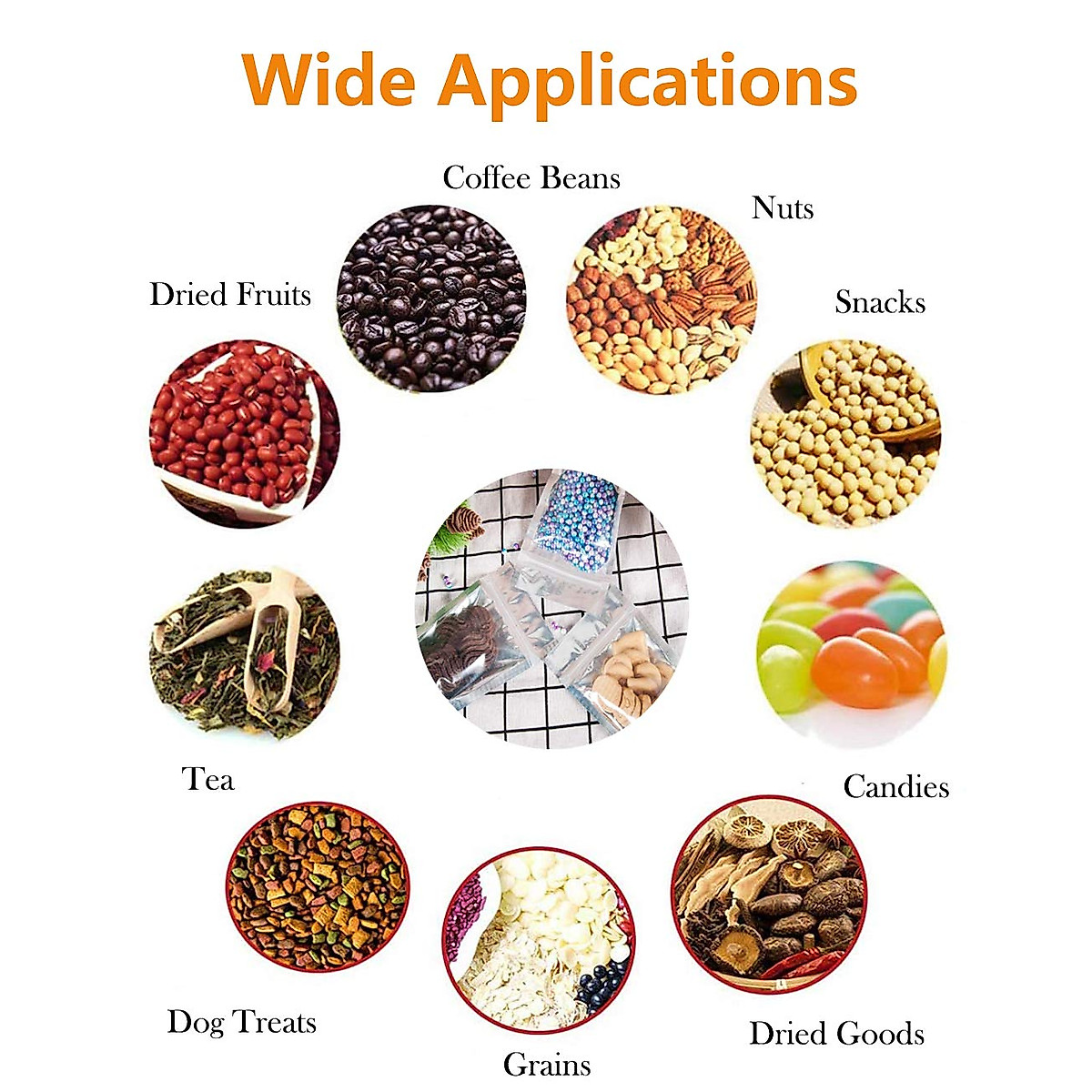 100PCS Candy Bags, 5.5x7.9" Stand Up Aluminum Foil Bags,Smell Proof Bags,Reclosable Airtight Foil Bags,Reusable Food Pouches Bags with Zip Lock,Sealable Treat Bags for Snacks Beans Coffee Dry Fruits