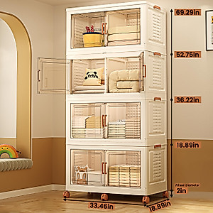 FINCHESCLUB 188Gal/752Qt Large Collapsible Storage Bins | Active Sensor Lights Inside Cabinets