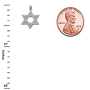 Dazzling Diamond Star of David in 14k White Gold Pendant Necklace, 16"