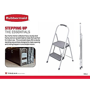 Rubbermaid RMS-2 2-Step Steel Step Stool, 225-pound Capacity, White