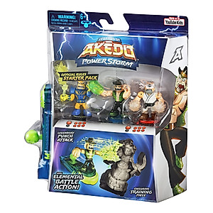Legends of Akedo Powerstorm | Official Rules Starter Pack Legendary Punch Attack | 3 Mini Battling Action Figures with Training Practice Piece and Exclusive Joystick Controller