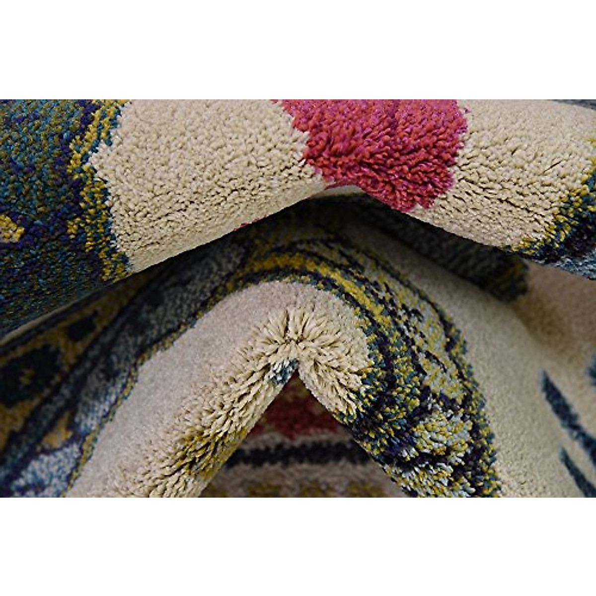 Unique Loom Estrella Collection Colorful, Paisley, Floral, Abstract, Modern Area Rug, 5 x 8 ft, Beige/Pink