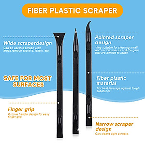 9 Pieces Plastic Scraper Tool Scratch Free Plastic Scraper Cleaning Pen-Shaped Scraper Tool Stiff Multipurpose Label Scraper for Tight Spaces, Kitchen, Crevices, Food, Paint (Black)