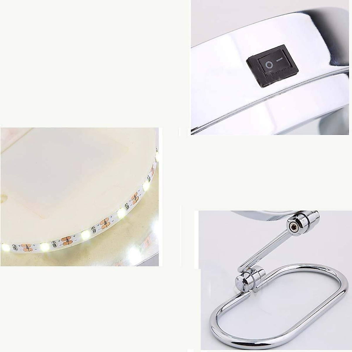 Free Standing Mirror, Wall Mirror Mirrors Bathroom Vanity Mirrors Travel, Lighted 10x Magnifying Mirror with Natural LED Lights, Portable Lighting Vanity Mirror Compatible