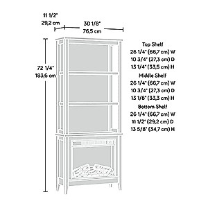 Sauder Miscellaneous Storage Library/Book Shelf with Electric Fireplace, Mystic Oak Finish