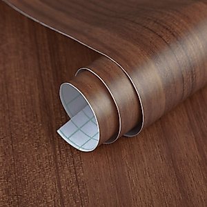 BAYYA Brown Walnut Wood Grain Wallpaper Waterproof Peel and Stick Wallpaper Decorative Furniture Stickers for Kitchen Cabinets Door Table Floor Shelf Drawer Liner Removable Self-Adhesive Film