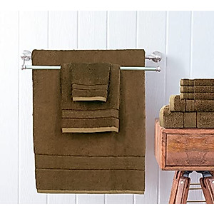 PRIME COLLECTIONS Ultra Soft Luxury Bamboo Cotton Bath Towel Set 8 Piece Towels 600 GSM 2 Bath Towels 2 Hand Towels and 4 Washcloths (Dark Brown, 8)