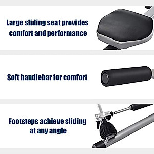 Goplus Hydraulic Rowing Machine, Full Motion Folding Rower with LCD Monitor, Adjustable Resistance and Full Arm Extensions for Home Use
