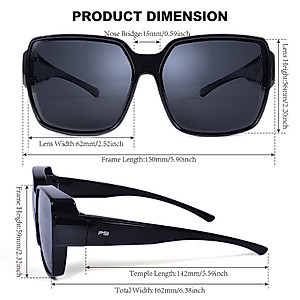 PSI Sunglasses Fit Over Glasses Polarized Sunglasses Large Big Sun Glasses 100% UV Protection for Women Men