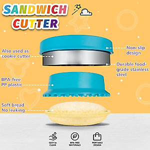 8PCS Sandwich Cutter and Sealer Set, Bread Sandwich Decruster, Uncrustables Maker, Pancake Maker DIY Cookie Cutters for Kids, Great for Lunchbox and Bento Box, Round Heart Star Mickey Press Mold