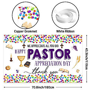 Wollmix Pastor Appreciation Day Banner Decorations Gifts for Men Thank You for All You Do We Appreciate You Sign Backdrops Wall Party Decor Supplies Photography Background Photo Booth 70.8x43.3inch