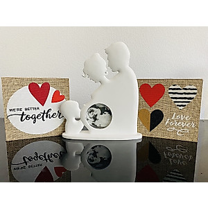 3MAZINGS Ultrasound Picture Frame Gender Reveal New Parents Pregnant Mom Pregnancy Love Gifts Baby First Sonogram Frames (Ultrasound Picture Frame - Family of 4)