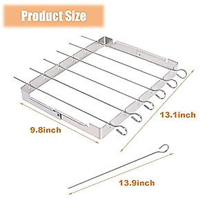 Barbecue Grill Rack and 6 Kebab Skewers, Stainless Steel Barbecue Rack BBQ Skewer Foldable BBQ Skewer Rack Set for Party Picnic