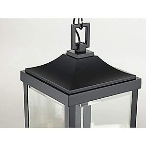 Progress Lighting Gibbes Street Collection 3-Light Clear Beveled Glass New Traditional Outdoor Hanging Lantern Light Textured Black 23.75x9.50x9.50