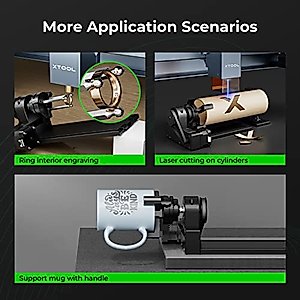 xTool RA2 Pro, 4-in-1 Laser Rotary for xTool D1, D1 Pro and Most Laser Engraver, Jaw Chuck Rotary, Y-axis Rotary Roller Engraving Module for Engraving Cylindrical Objects, Wine Glass, Tumbler, Ring