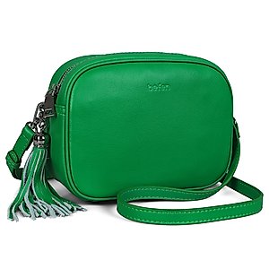 befen Small Camera Crossbody Bags for Women, Leather Cell Phone Cross Body Purse and Handbags for Travel (Medium Kelly Green)