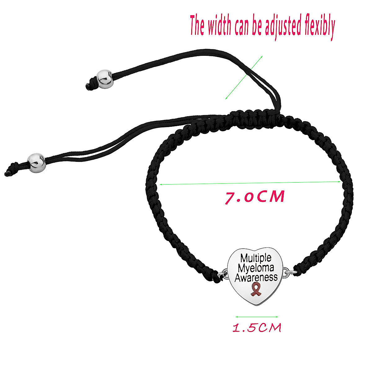CHOORO Multiple Myeloma Awareness Red Ribbon Adjustable Bracelet Multiple Myeloma Cancer Warrior Support Gift (Multiple Myeloma BR)