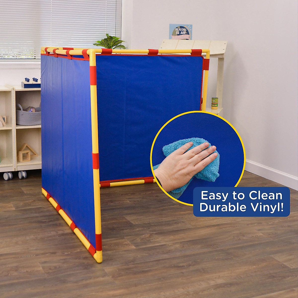 Children's Factory Big Screen Right Angle PlayPanel, Kids Room Divider, Classroom Privacy Screen, Blue