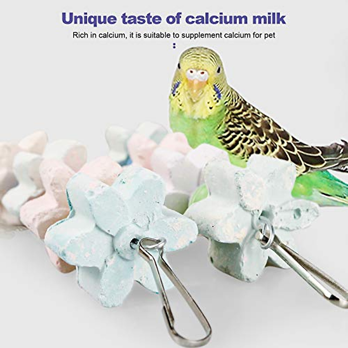 S-Mechanic 3Packs Parrot Chewing Toy Beak Trimmer Calcium Stone with BellParrot for Cockatiel Conure African Grey Amazon Parrots Parakeet Cockatiel Bird (Style-2)