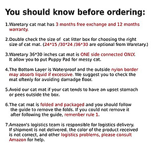 Waretary Cat Litter Mat 36"x 30", Kitty Pretty Litter Box Trapping Mat, Extra Large XL Honeycomb Double Scatter Control Layer Mat, Urine & Waterproof, Washable, Easy Clean, Phthalate Free (Grey)(1 Side Connected)