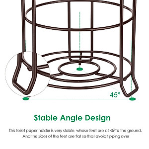 TomCare Toilet Paper Holder Toilet Paper Stand and Dispenser for 4 Mega Rolls Metal Wire Free-Standing Toilet Tissue Paper Roll Storage Shelf Bathroom Accessories Storage Organizer Bronze
