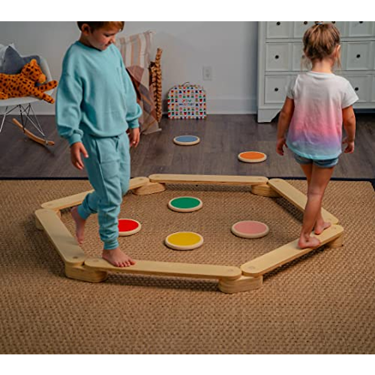 Avenlur Majesty Wooden Balance Beam, Stepping Stones, Obstacle Course - Montessori Waldorf Style Indoor Gym Playset for Kids, Toddlers & Children (2-8 yrs) - Enhance Coordination and Motor Skills