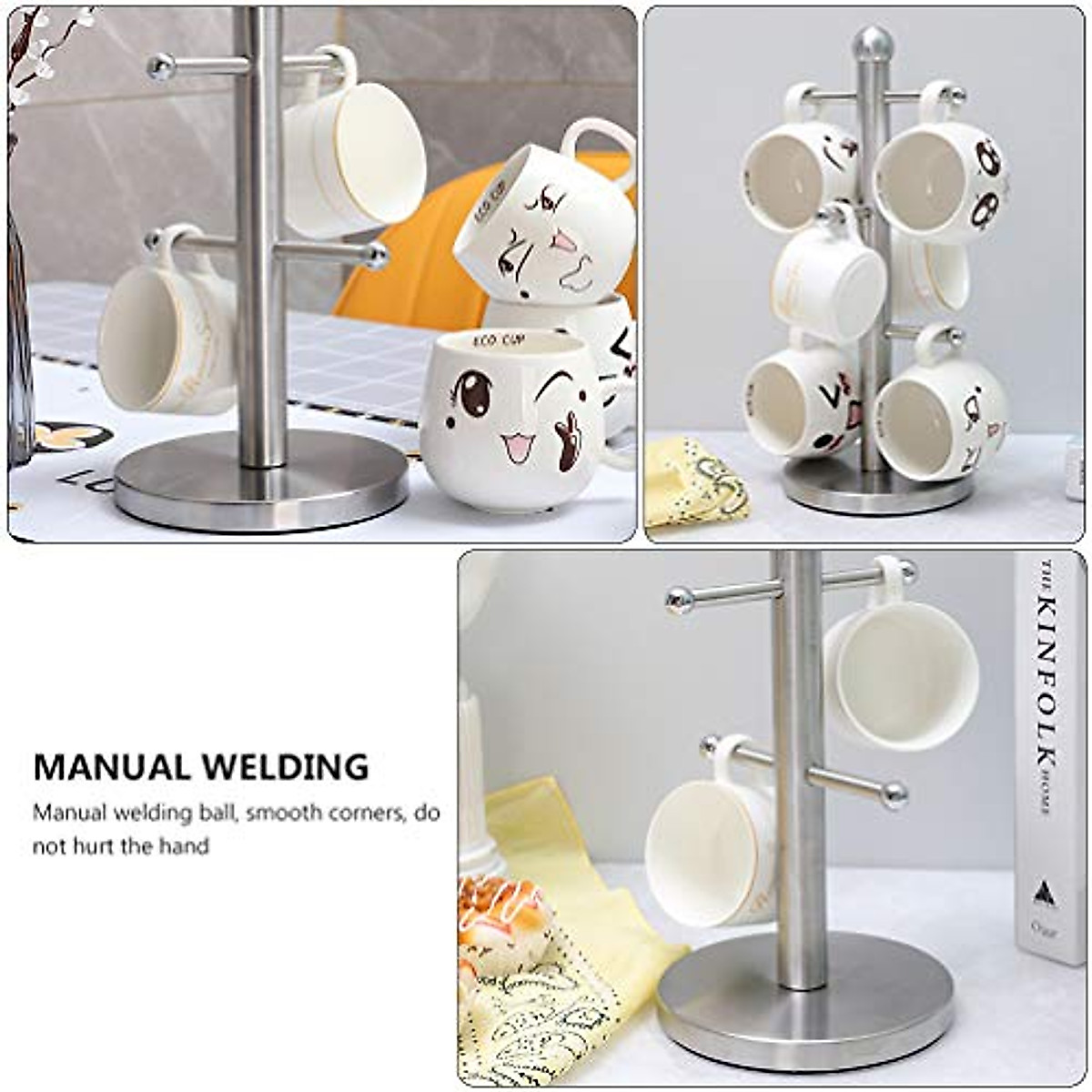 BESPORTBLE Mug Holder Tree, 1pc Stainless Steel Household Cup Drying Storage Rack Holder Stand Creative Cup Organizer for Home Coffee Counter Bar