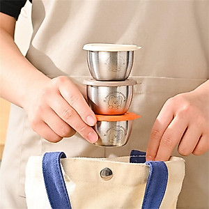 generic Stainless Steel Salad Dressing Container with Lid, Condiment Containers Leakproof and Reusable Small Containers for amping Kitchen(beige), AM0X3R0MW0FUS