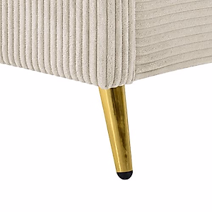 Queen Bed Frame Upholstered Platform with Headboard, Strong Frame and Wooden Slats Support, Corduroy Fabric Wrap, Non-Slip and Noise-Free,No Box Spring Needed, Easy Assembly (Beige)