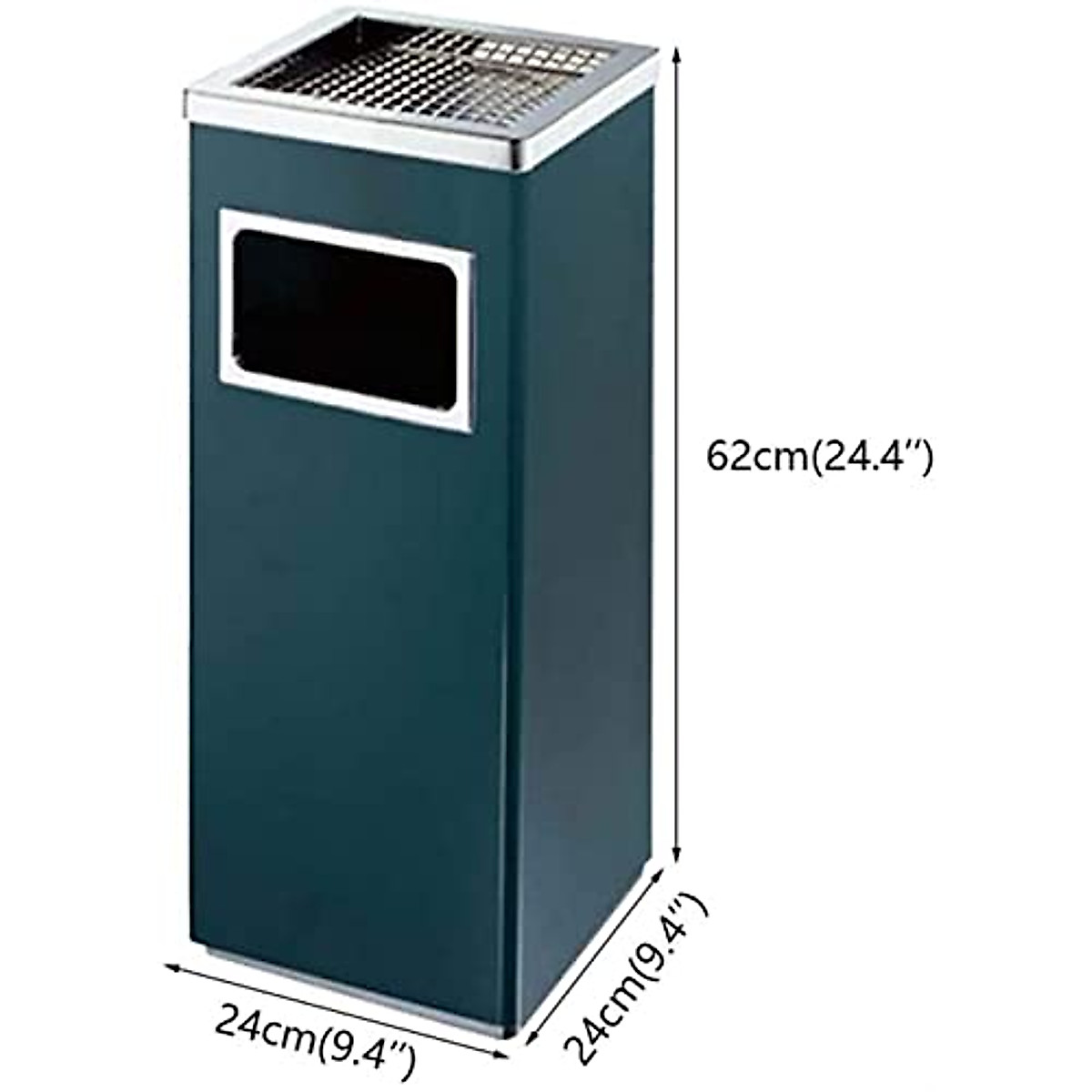 Trash Bin Trash Can Wastebasket Trash Can Outdoor Square Large Garbage Bin Stainless Steel Waste Bin with Ashtray Hotel Lobby Garbage Can Waste Bin (Color : OneColor)