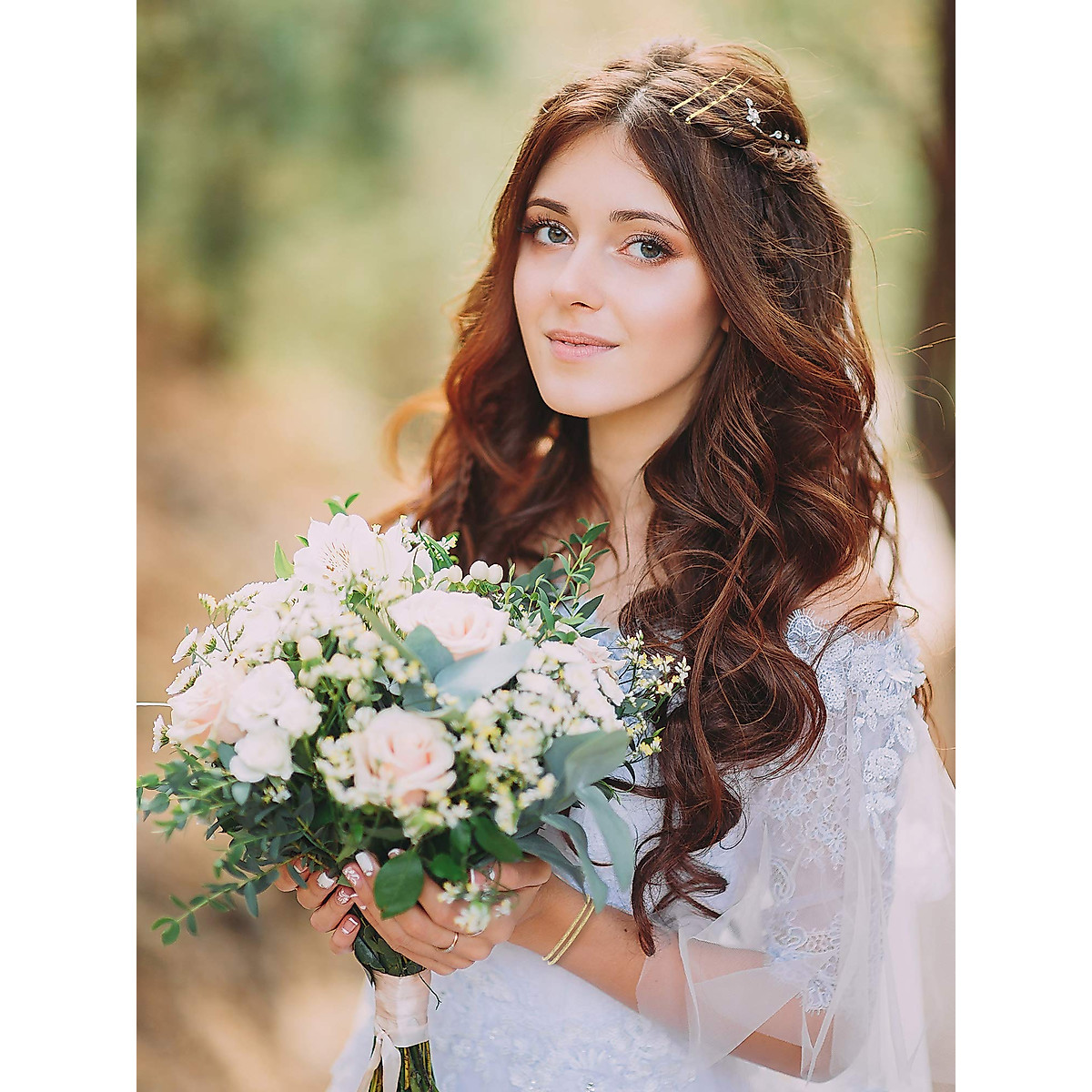 TecUnite 50 3mm Gold Hair Elastic Ties No-metal Small Rubber Bands Thin Hair Ties Ropes Ponytail Holders with 50 Hair Bobby Pins, Hair Accessories for Women (Gold)