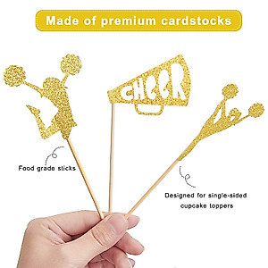 36 Pieces Cheerleader Cupcake Toppers Glitter Cheerleading Gymnastics Cupcake Picks Cheer Team Cake Decorations Gymnast Girl Toothpicks Cake Decor for Girls Birthday Party Favors Supplies