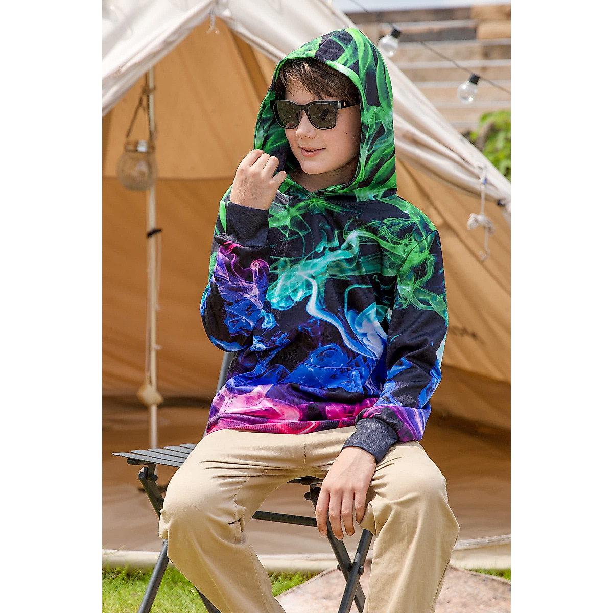 Idgreatim Kids Smoke Printed Sweatshirt 3D Graphic Long Sleeve Crewneck Hoodies Funny Children Boys Girls Hoodies 8-10 Years