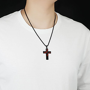 HattiDoris Baseball Cross Necklace for Men Inspirational Bible Verse Cross Pendant Stainless Steel Chain 22+2 inch Baseball Sports Jewelry Baseball Gift for Men Women(B-Be Strong) Over 18 years old