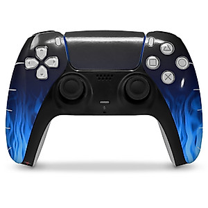 WraptorSkinz Skin Wrap compatible with Sony PS5 DualSense Controller Fire Blue (CONTROLLER NOT INCLUDED)