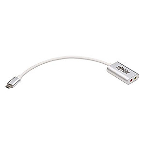 Tripp Lite USB C to 3.5mm Stero Audio Adapter for Microphone Headphones, Silver (U437-002)