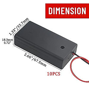 WMYCONGCONG 10 PCS 2X 1.5V AA Battery Holder Case Storage Box w/Wire Leads and ON/Off Switch
