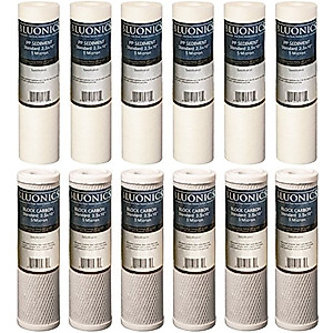 2.5" x 10" Sediment & CTO Carbon Block Replacement Filters Package of 12 Total Bluonics Filters