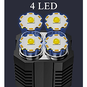 Wrrozz LED Flashlight USB Rechargeable, High Lumens Tactical Light with Sidelight, 4X LED, Zoomable, Handheld Super Brightest Flashlights, Portable Torch for Outdoor Camping Emergency Lantern