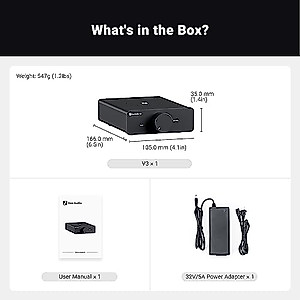 Fosi Audio V3 Stereo Amplifier Home Audio 300 Watts x2 Power TPA3255 Class D Mini Amp 2 Channel Audio Component for Passive Bookshelf Tower Speakers Desktop Home Theater with 32V Power Supply