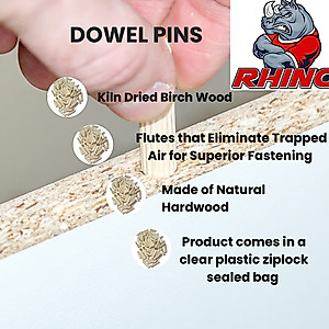 100 Pack 1/2" x 2" Wooden Dowel Pins Wood Kiln Dried Fluted and Beveled, Made of Hardwood