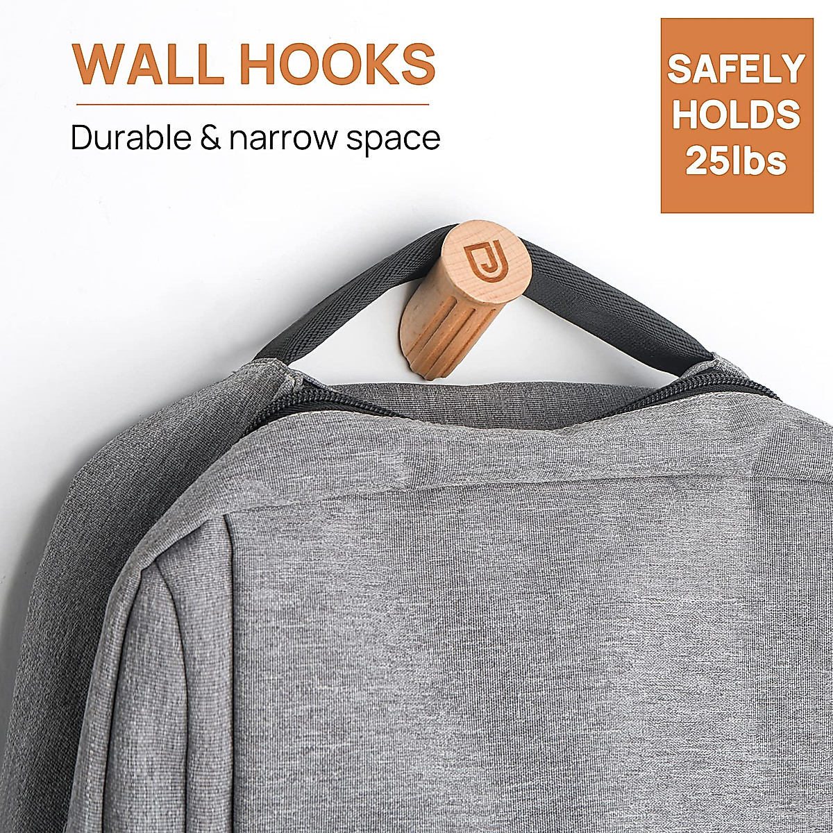 jansky Wood Wall Hooks, Pack of 5, Modern Coat Hooks Wall Mounted, Decorative Hooks for Hanging Clothes, Towel, Hangers, Robe, Scarf, Hat, Bag (Beech Wood)